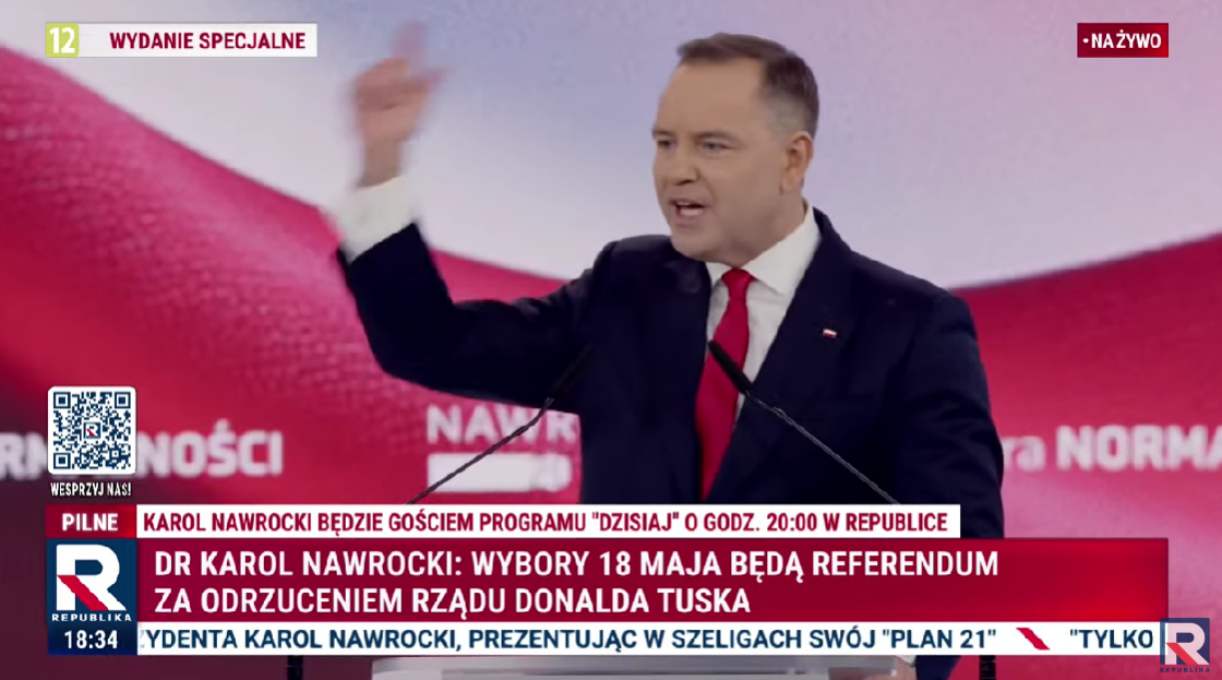 Karol Nawrocki zaprezentował program wyborczy. 18 maja odbędzie się faktyczne referendum ...
